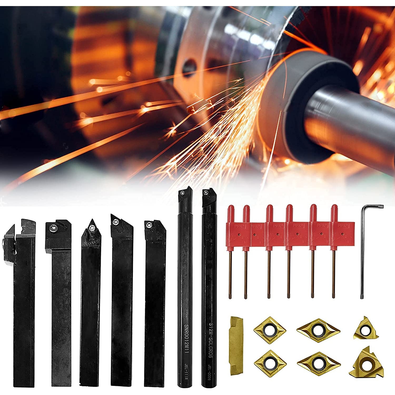 Set cutite de strung cu placute amovibile, 7 pese de strunjit cu ...