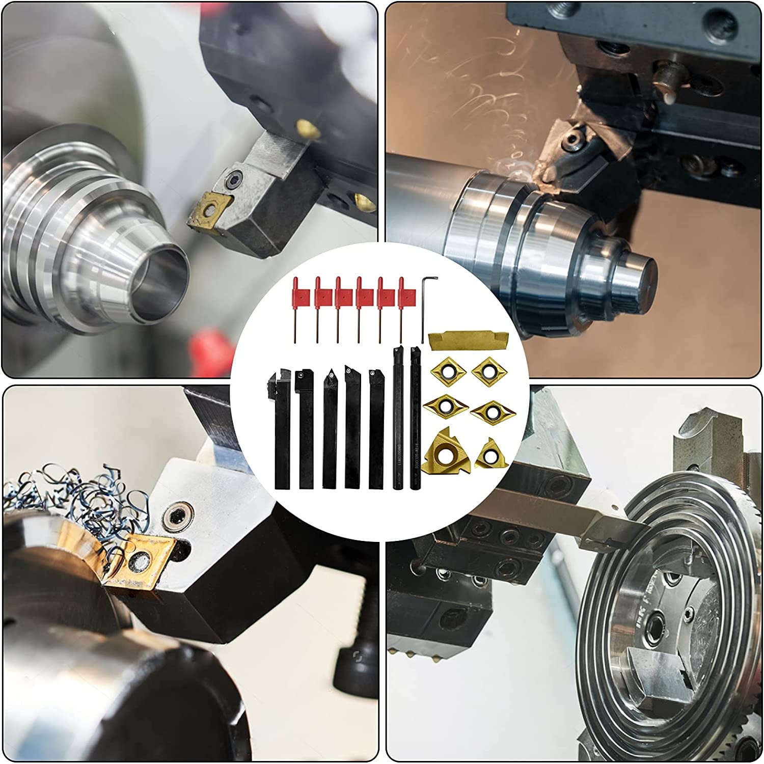 Set cutite de strung cu placute amovibile, 7 pese de strunjit cu ...