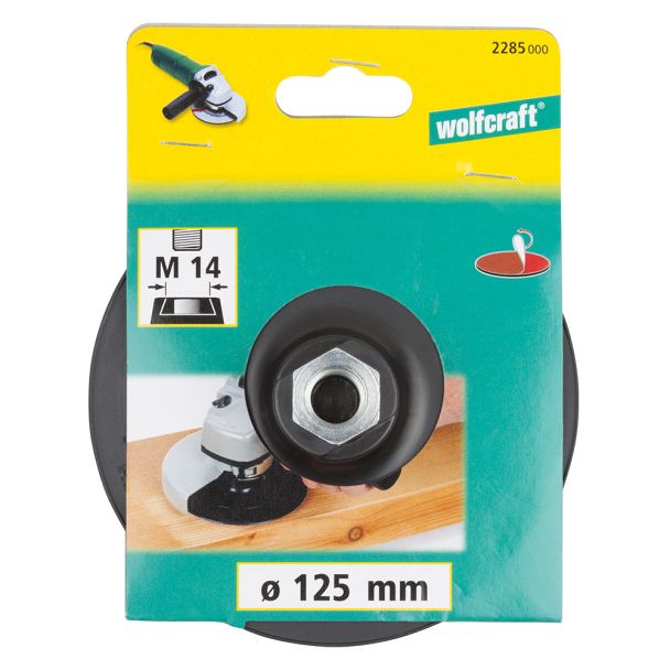 Platan pentru polizor unghiular, pentru discuri abrazive autoadezive, Wolfcraft 2285000, 125 mm ...