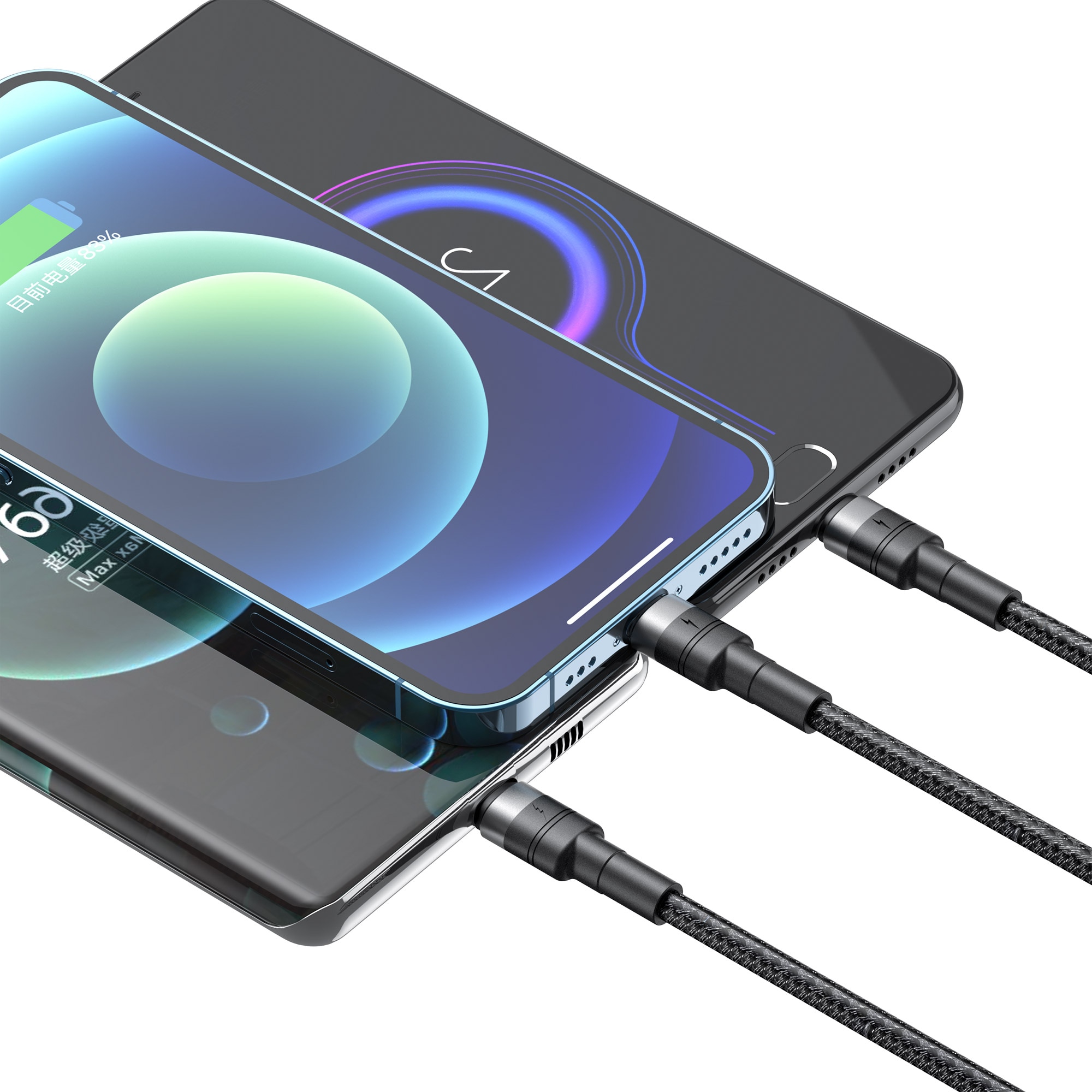 Cablu 3 in 1 pentru incarcare si transfer date USB cu conectori ...