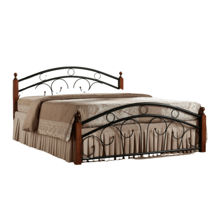 Cadru metalic de pat Sani Milano, cu grilaj cadou, 164x208x112, Nuc ...