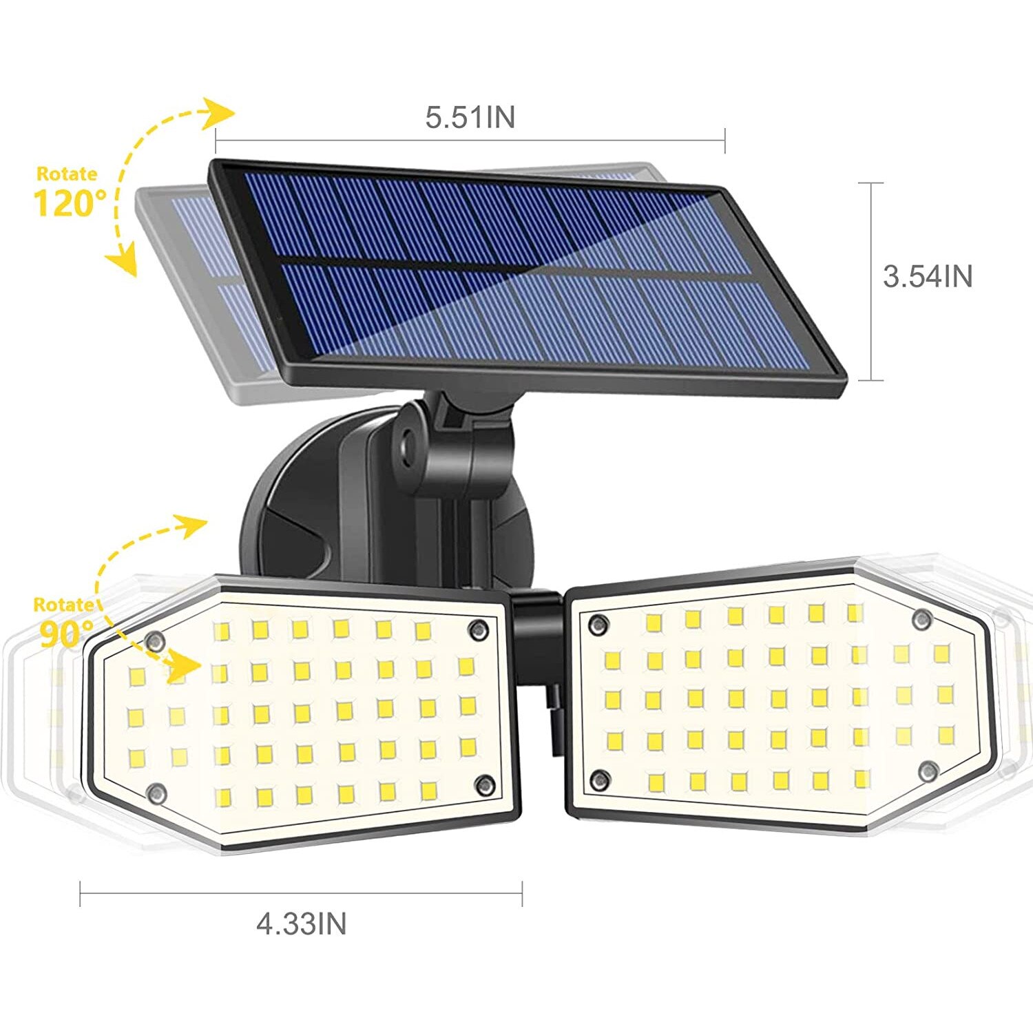 Set 5 Lampi Solare Duble, HYT ®, 78 LED-uri Puternice, Pentru Exterior ...