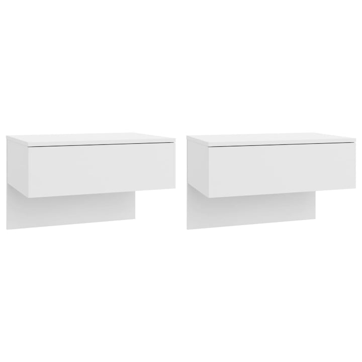 Set 2 noptiere suspendate, Zakito Europe, Lemn, 60x40x40cm, Alb - eMAG.ro