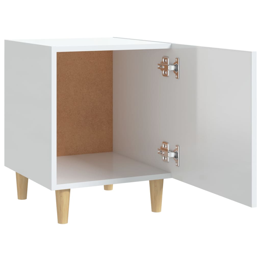 Set noptiere vidaXL, 2 piese, alb extralucios, 40 x 40 x 50 cm, lemn ...