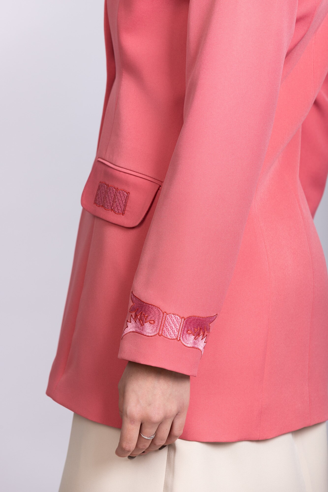 Sacou dama cu broderie Ruxandra, roz, XS - eMAG.ro