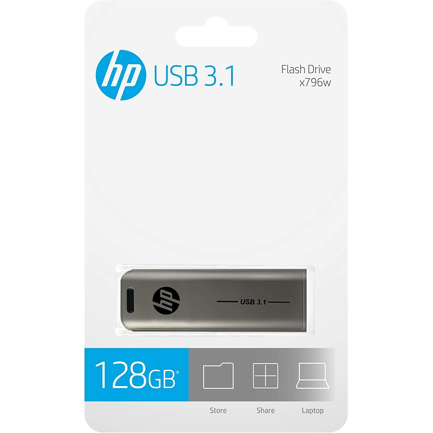 Memorie USB Hewlett Packard HP x796w 128GB, USB 3.1, metalic - eMAG.ro