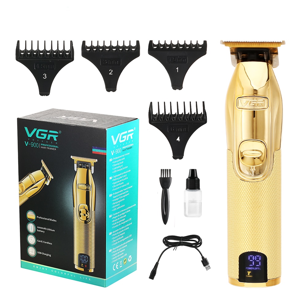 Masina de tuns si ras VGR V-900, afisaj digital, lame inox, durata operare 240 min, 4 piepteni ...