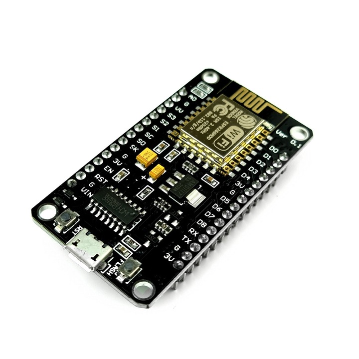 Modul WiFi, ESP8266, NodeMcu, V3, IoT, 10 Pini, Negru, Auriu - eMAG.ro