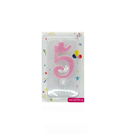 Lumanare tort, cifra 5, Roz glitter - eMAG.ro