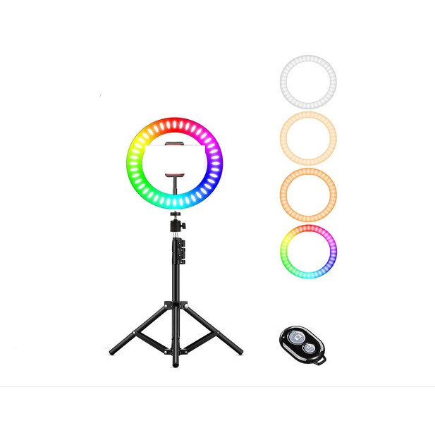 Lampa Circulara RGB LED HYT ®, 10inch/ 26 cm, Cu Suport Pentru Telefon ...