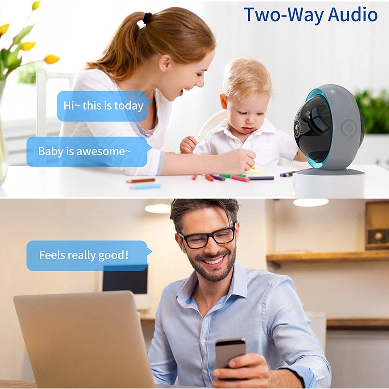 Camera securitate interior, 360°, 1080P, WiFi, Alb - eMAG.ro