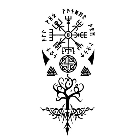 Sticker Perete, Vikings Nordic Runes, Negru, Dimensiune 60cm Inaltime ...