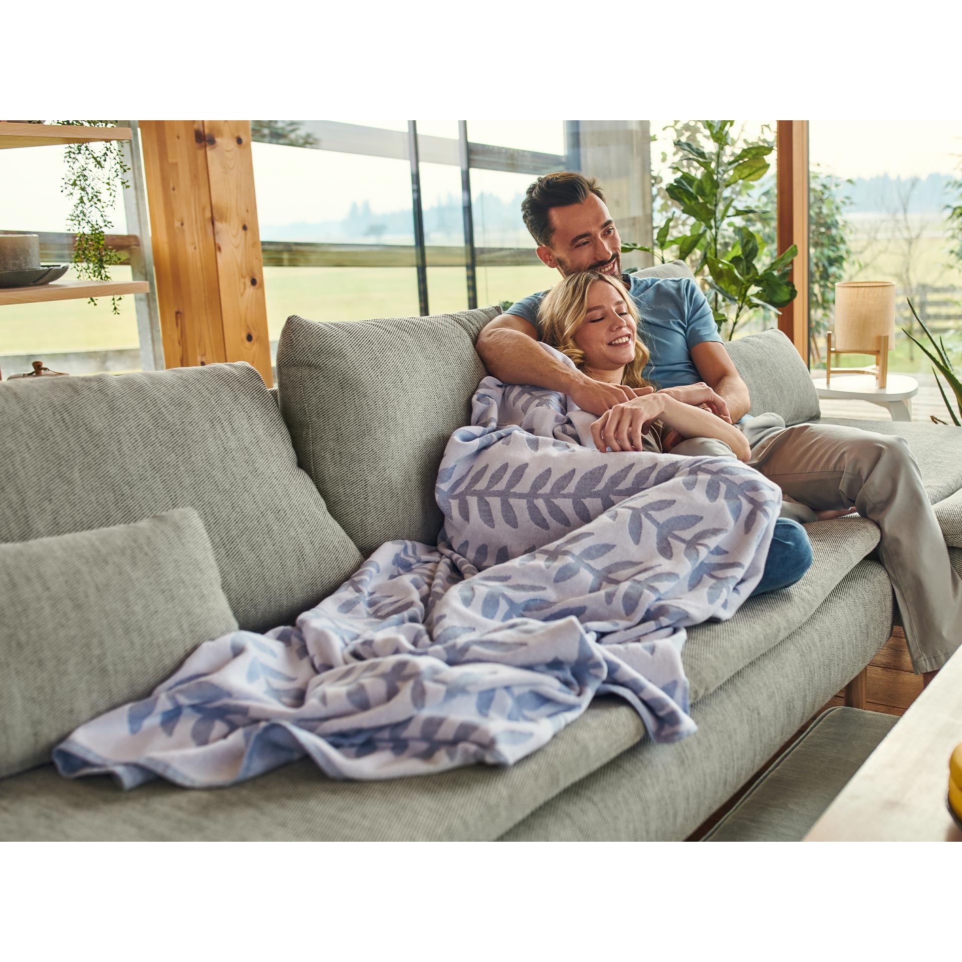 Одеяло, Dormeo Нейчър, Памучно, 130x190, бяло/синьо - eMAG.bg