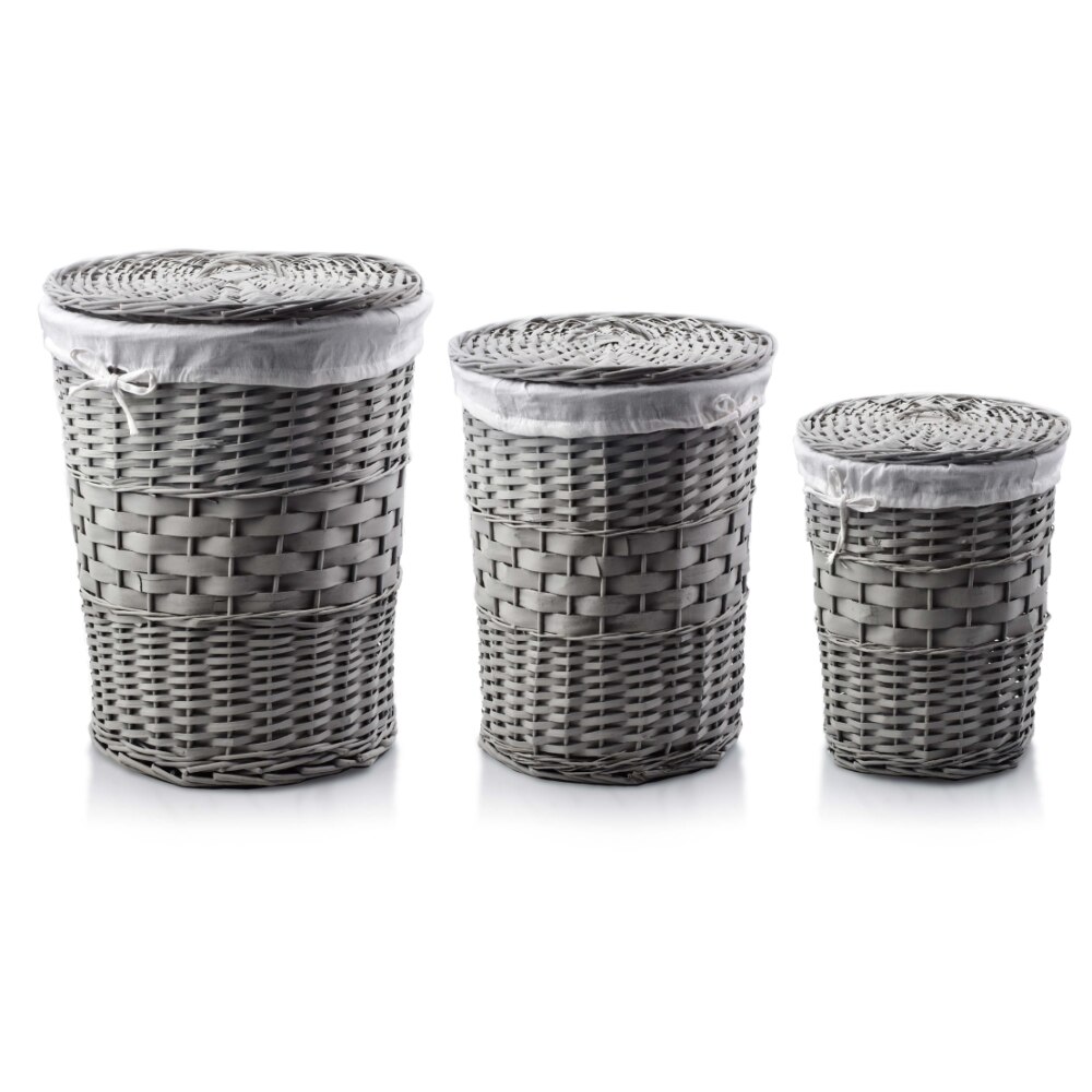 Set 3 cosuri pentru rufe, Mondex, Rachita, 50 l, 56 cm, Gri - eMAG.ro