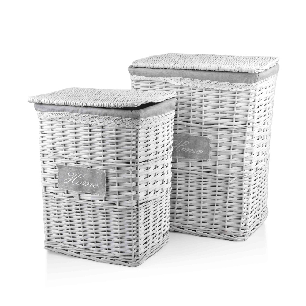 Set 2 cosuri pentru rufe, Mondex, Rachita, 50 l, 56 cm, Gri - eMAG.ro