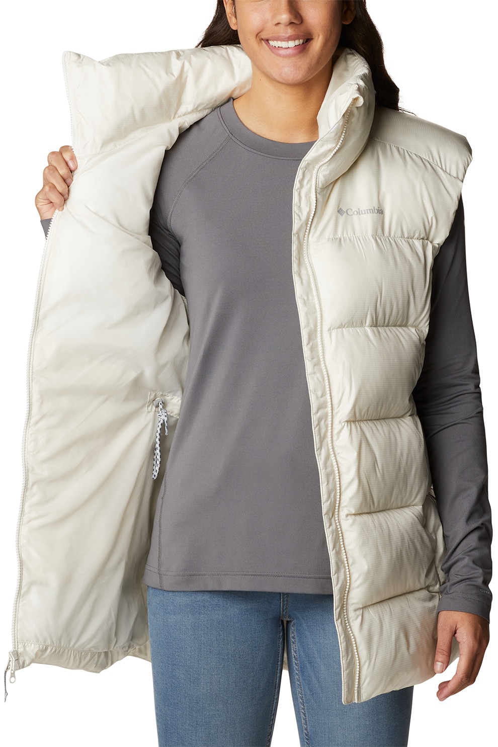 Columbia, Vesta cu vatelina si guler inalt Puffect, Alb, M - eMAG.ro