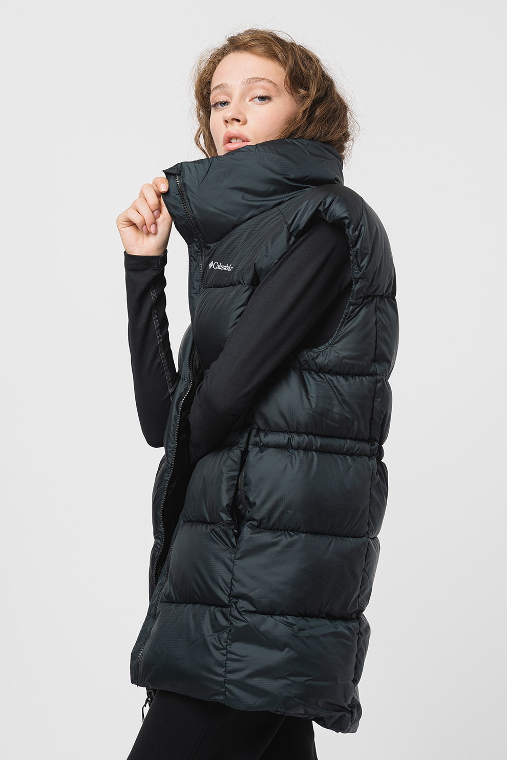 Columbia, Vesta cu vatelina si guler inalt Puffect, Negru stins, M ...