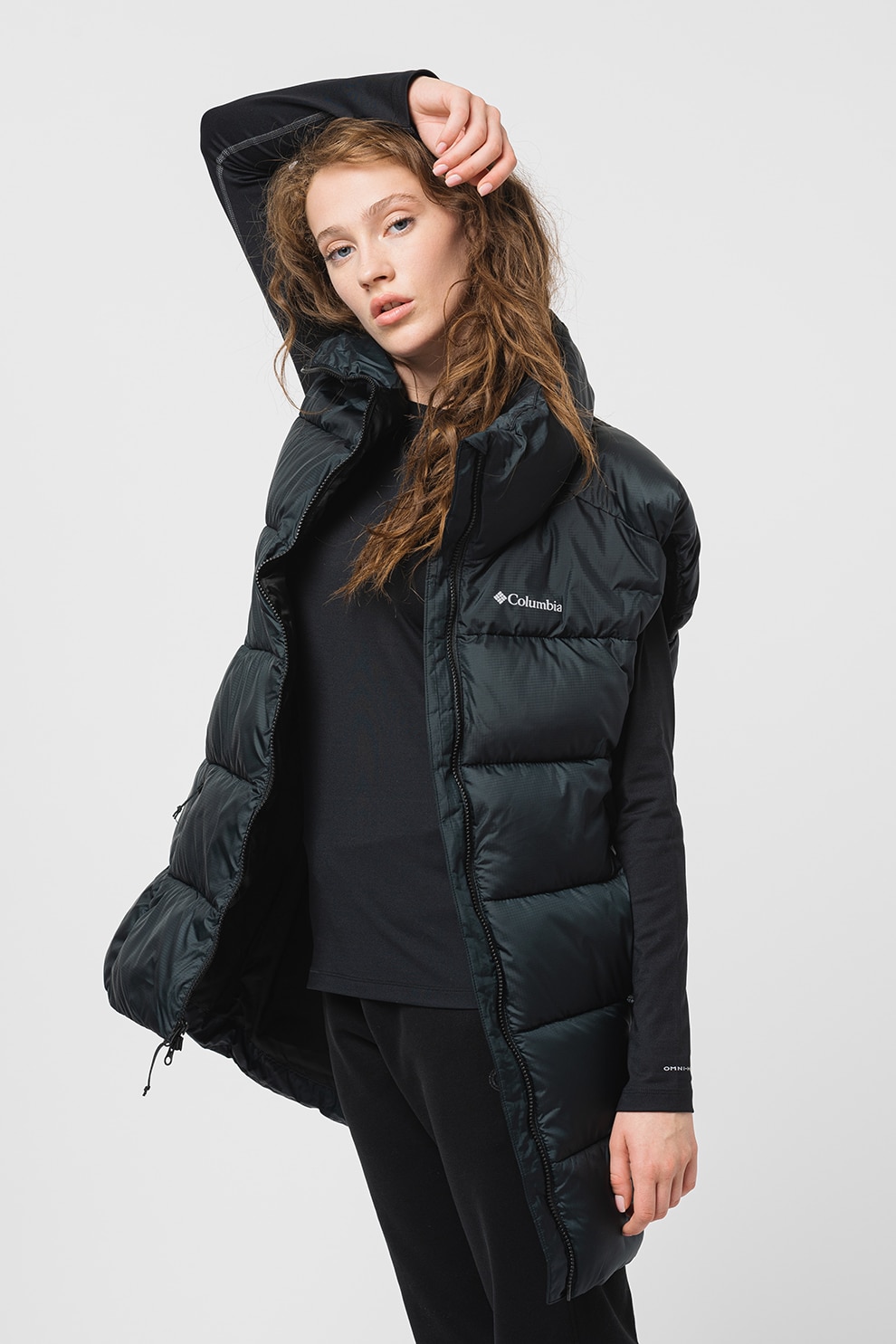 Columbia, Vesta cu vatelina si guler inalt Puffect, Negru stins, M ...