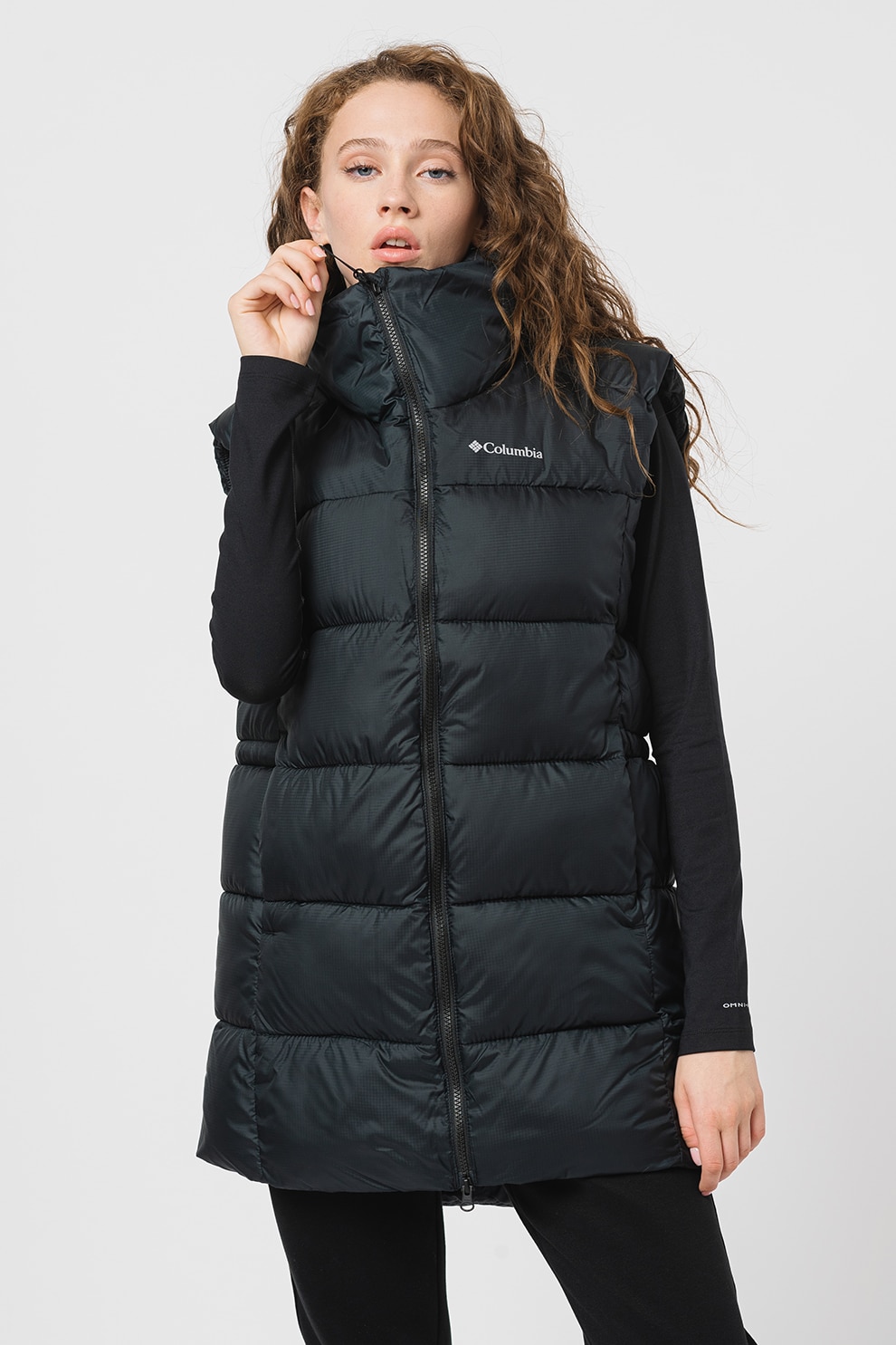 Columbia, Vesta cu vatelina si guler inalt Puffect, Negru stins, M ...