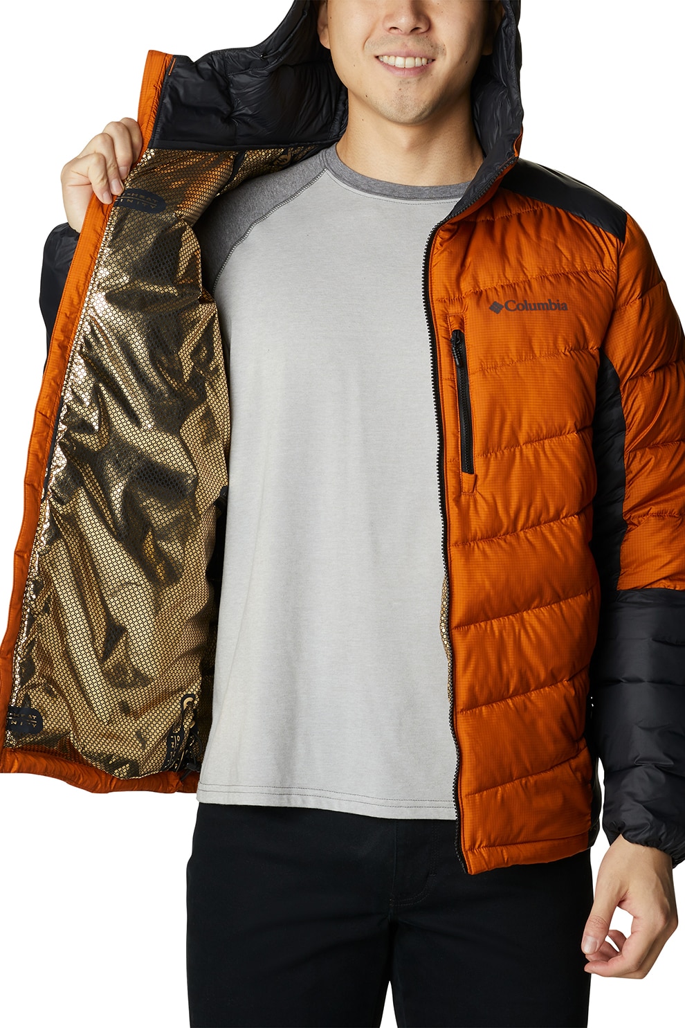 Columbia, Geaca cu gluga Labyrinth Loop, Negru, Portocaliu, 2XL - eMAG.ro