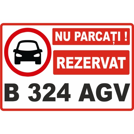 Semn indicator, Rezervat nu Parcati Nr Auto, Plastic PVC, 20x30cm - eMAG.ro
