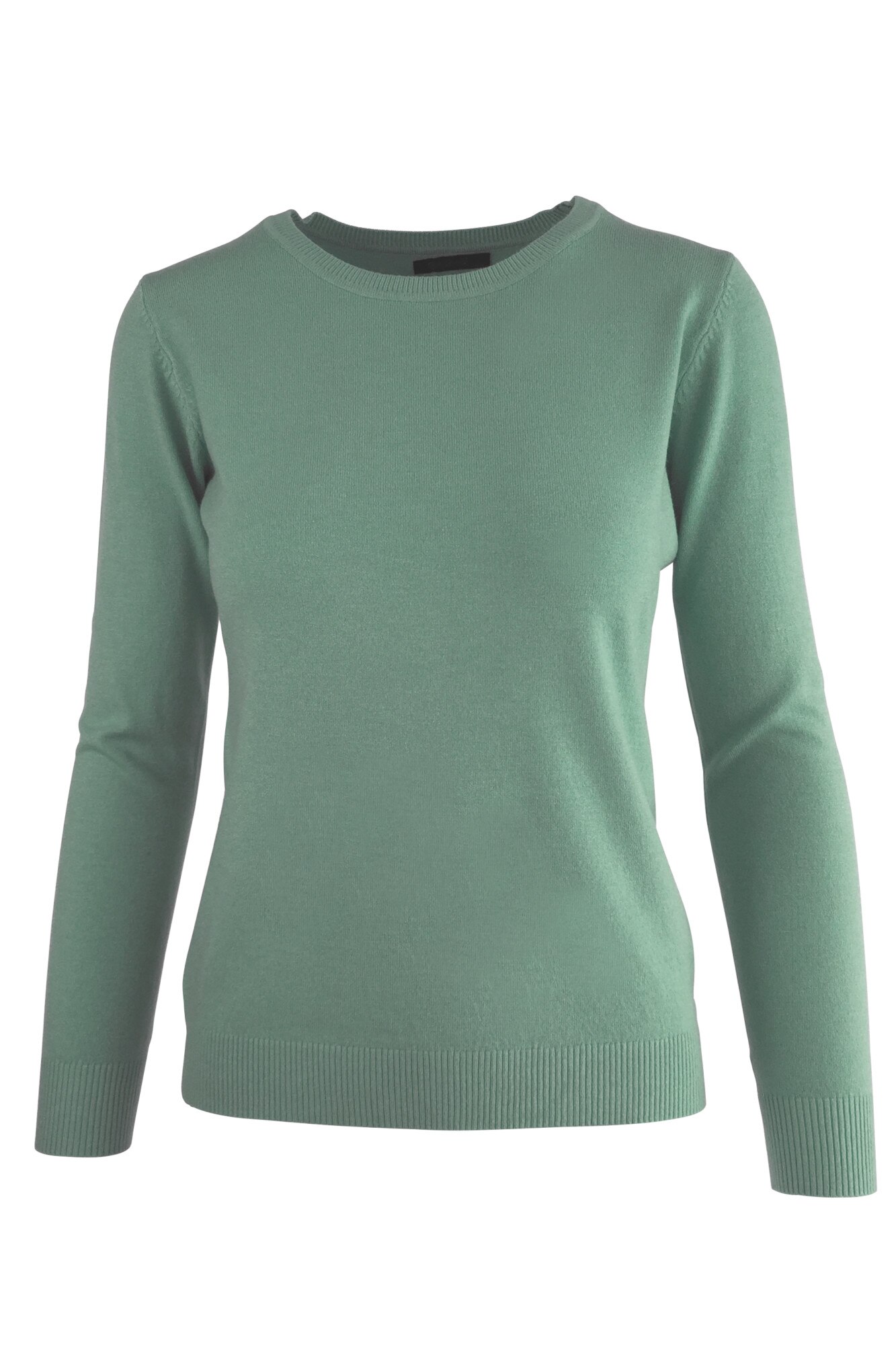 Pulover tricotat fin cu decolteu rotund, fistic - eMAG.ro