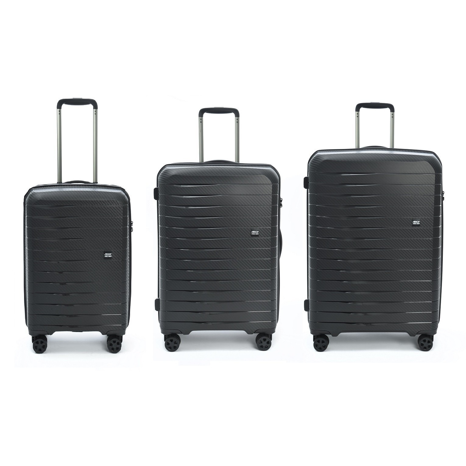 Set Trolere 3 bagaje ultra-usoare Airbox - 75/65/55 - 4 roti Negru ...