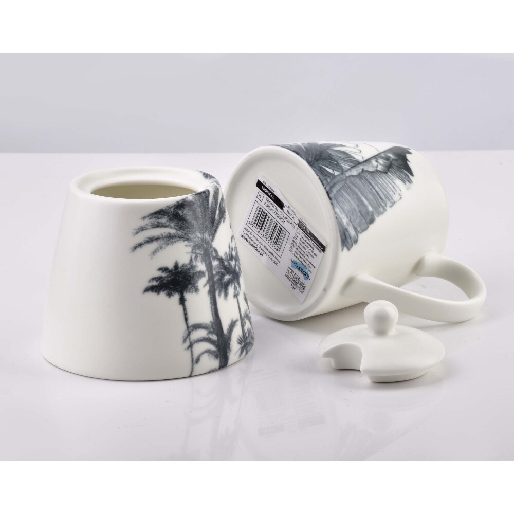 Set zaharnita si latiera Mondex, Portelan, 2 piese, 180 ml / 220 ml, Alb / Gri - eMAG.ro