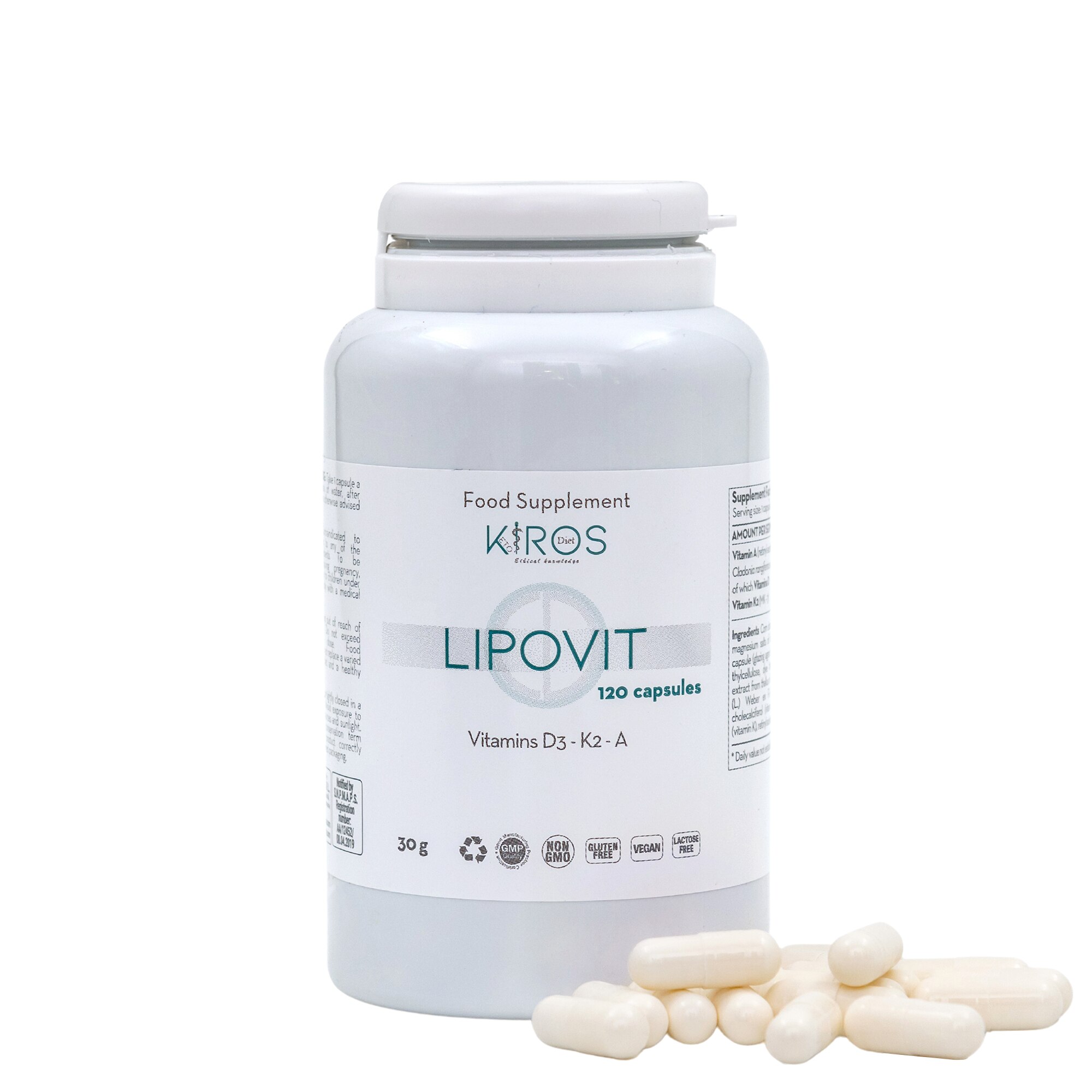 Lipovit, vitamina D 2000 UI, vitamina A si vitamina K2, 120 capsule ...