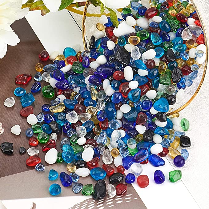 Pietre de sticla decorative colorate, 600 grame - eMAG.ro