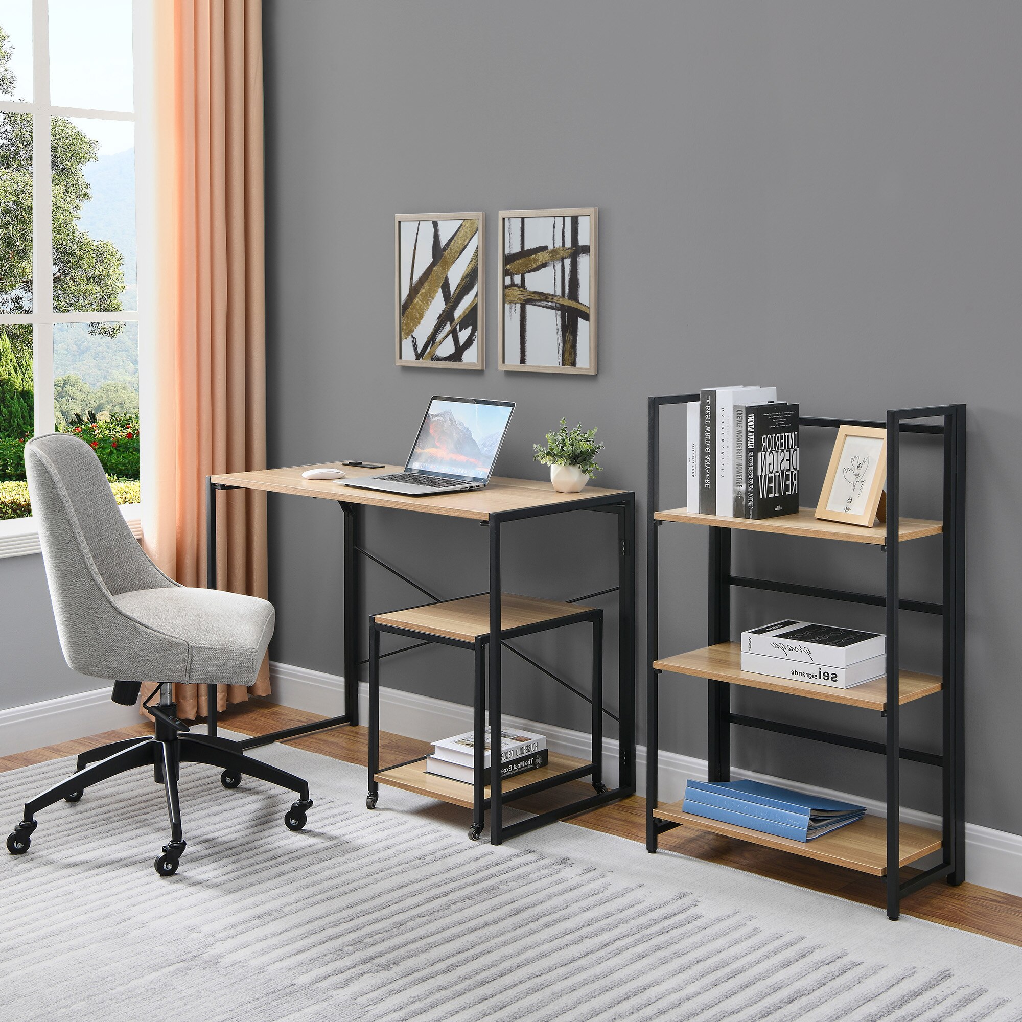 Raft, Fier/MDF, 100x30x60 cm, Maro deschis - eMAG.ro