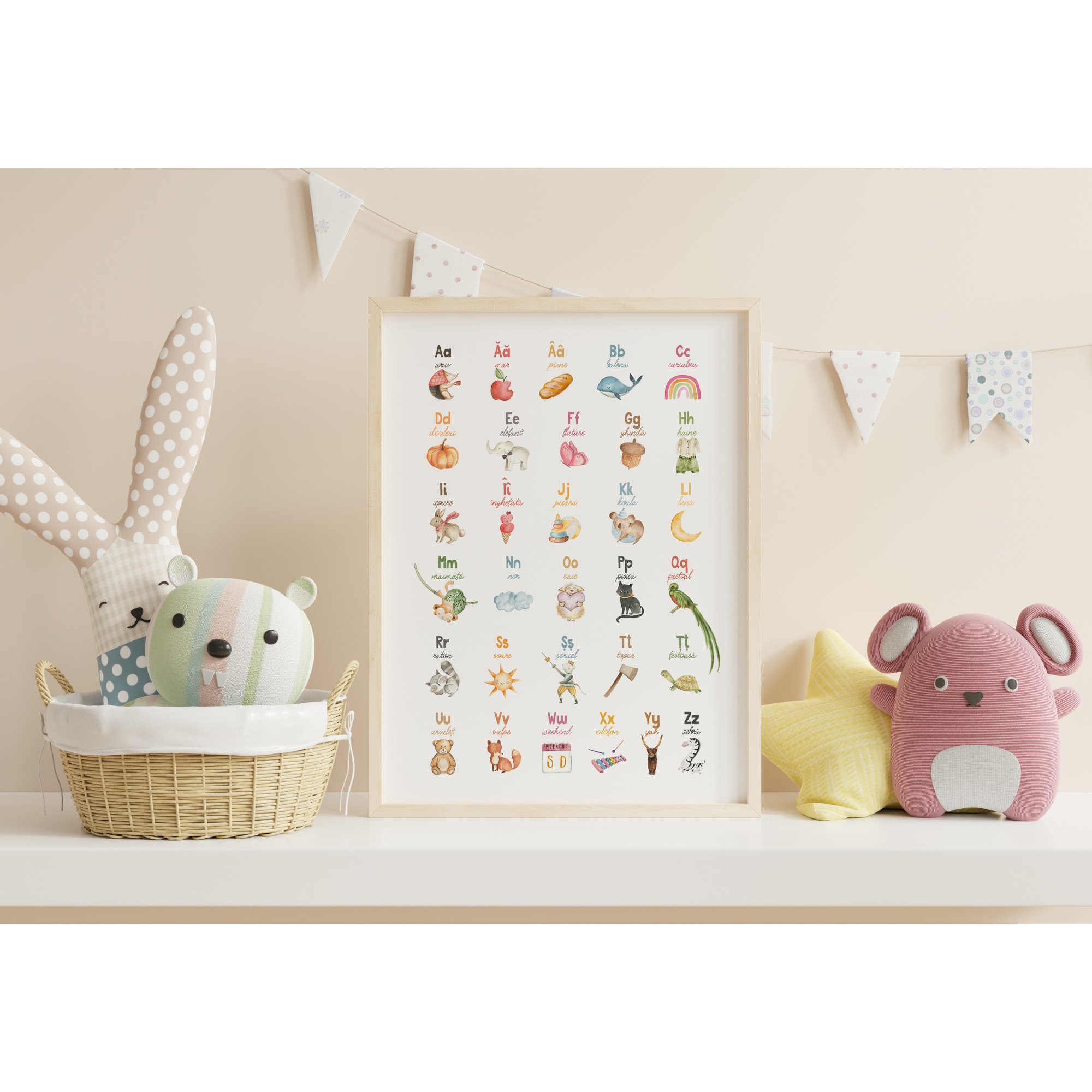 Tablou Litere Alphabet Mix, cu ilustratii pentru fiecare litera din ...