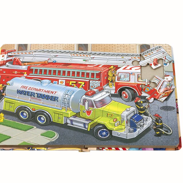 Carte – 6 puzzle-uri, Pompieri, din carton gros, 72 piese, multicolor ...