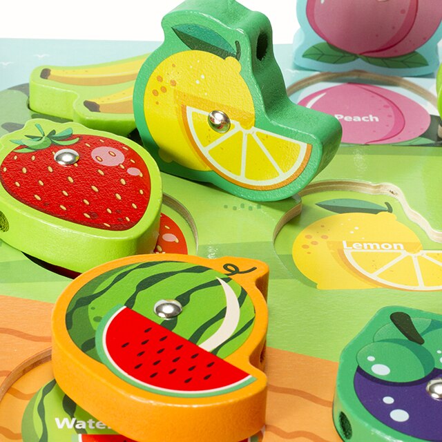 Joc de pescuit, fructe, cu tabla de scris, din lemn - eMAG.ro