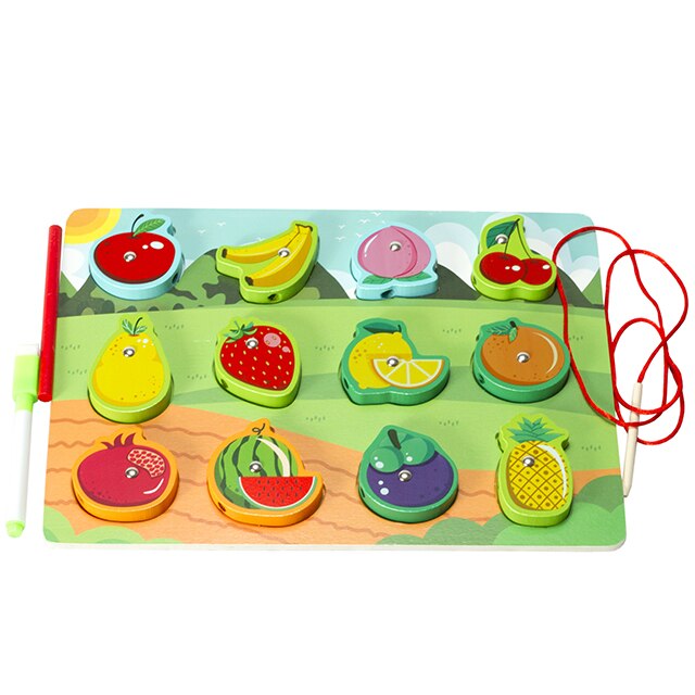 Joc de pescuit, fructe, cu tabla de scris, din lemn - eMAG.ro