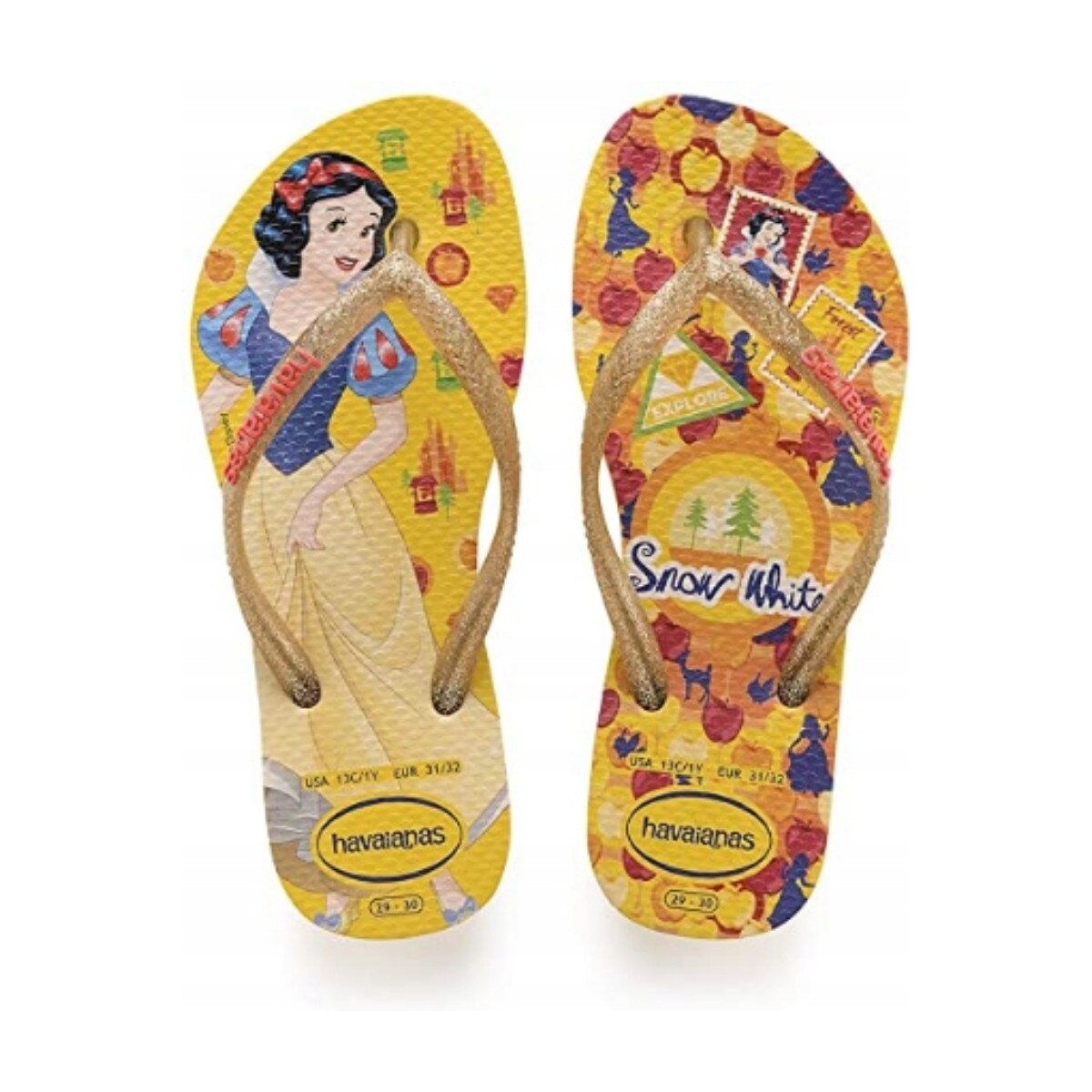 Slapi pentru copii Havaianas, Alba ca Zapada, Cauciuc, Galben, 23-24 EU ...