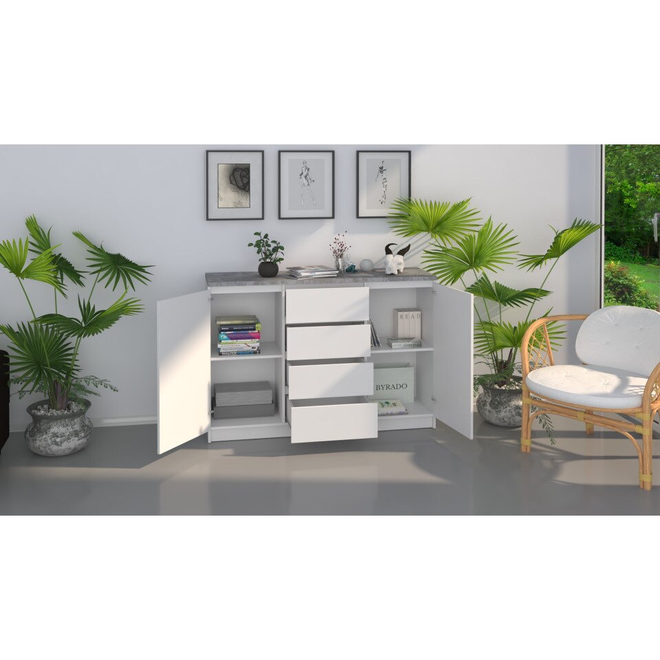 Comoda 120 x 40 x 98 cm, Alb-Gri, TECOA-G102 - eMAG.ro