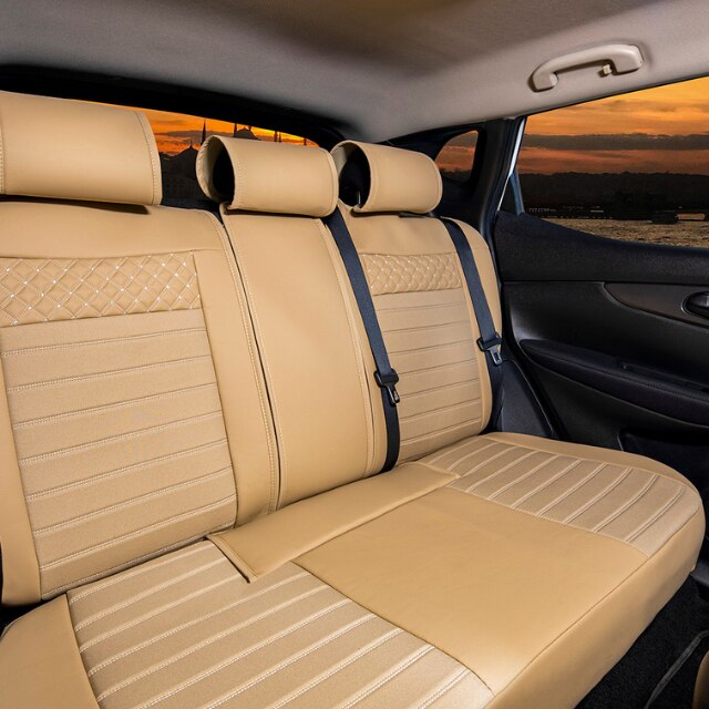 Set Huse Auto Lux Elit, Textil si Piele Eco, 14 piese, 2 pernute, Bej ...