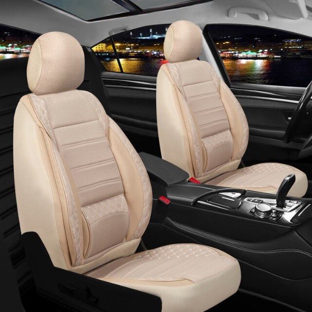 Set Huse Auto Premium, Eco piele si textil, 12 piese, Bej - eMAG.ro