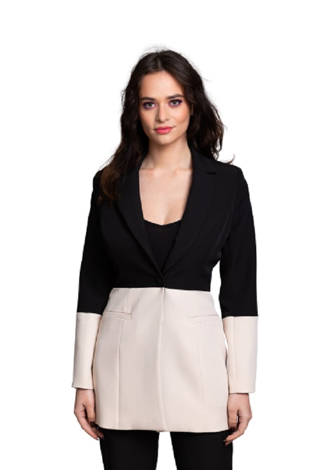 Sacou dama Antonia, negru si bej, XL - eMAG.ro