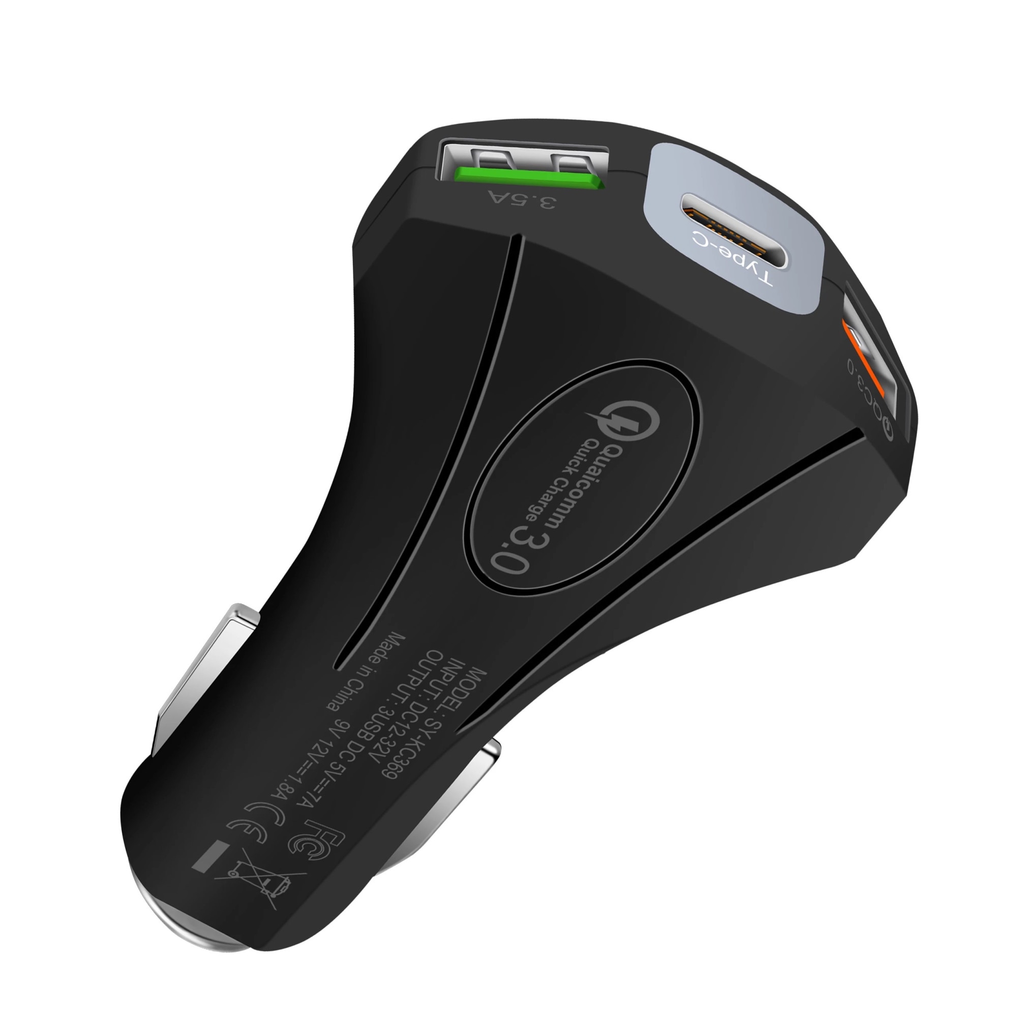 Incarcator Auto Inteligent OZ Premium cu 3 Porturi, 1xTYPE-C 3.1A si ...