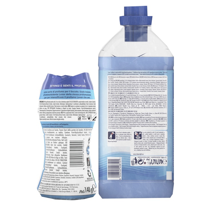 Комплект: Омекотител Lenor Spring Awakening, 1.7 л + Парфюмни перли ...