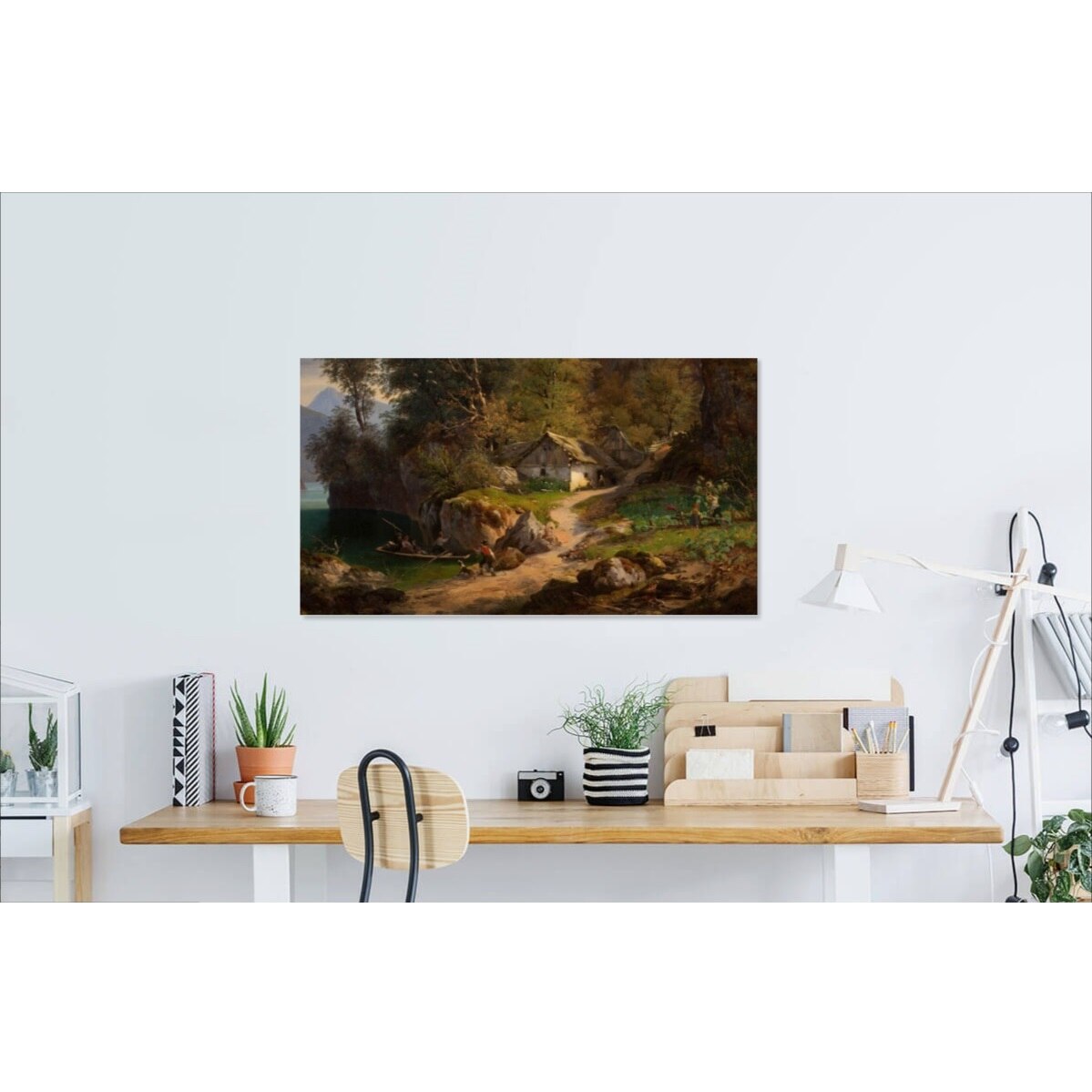 Tablou Canvas, Peisaj, rau, padure, viata la tara, rustic, 60 x 40 cm ...