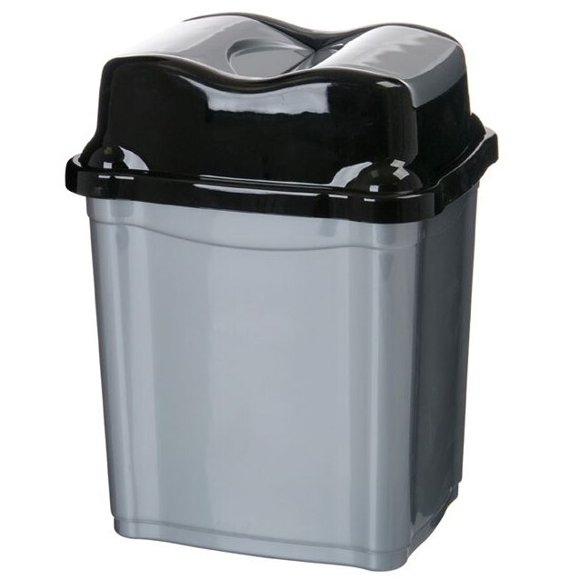 Кошче за боклук с капак Сиво Черно 2л Emag Bg