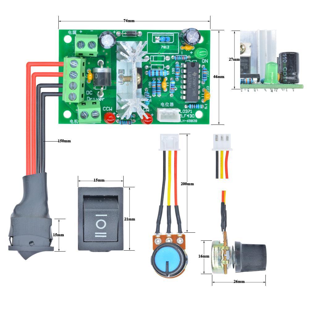 Regulator de turatie a motorului, 12 - 36 V, 5 A, 120 W, PWM, 74 x 46 x ...