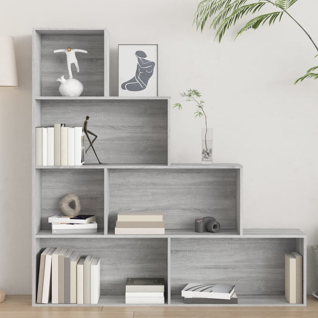 Dulap de carti, gri sonoma, 155x24x160 cm, pentru carti, DVD-uri 815361 ...