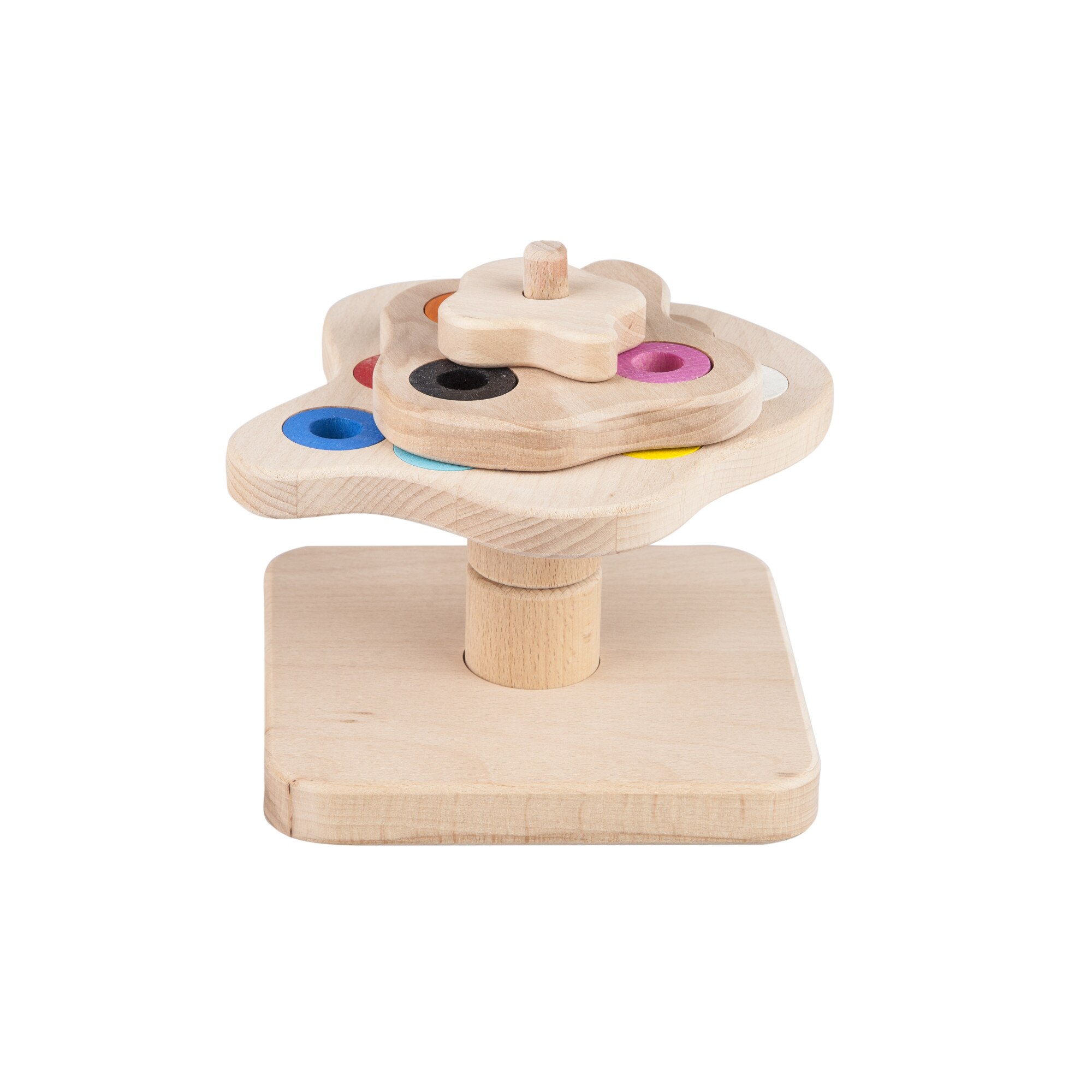 Jucarie din lemn, Piramida Arborului, lemn de fag, multicolor, Lupo, 16 ...
