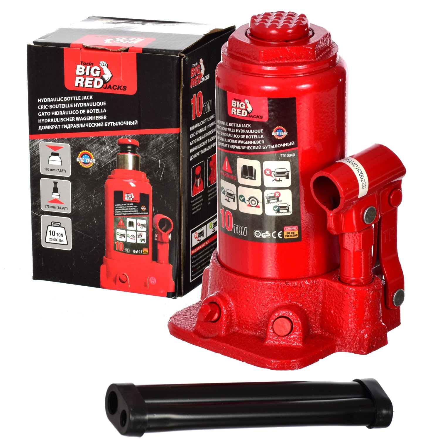 Cric auto hidraulic tip butelie BIG RED 10 tone 376 mm - eMAG.ro