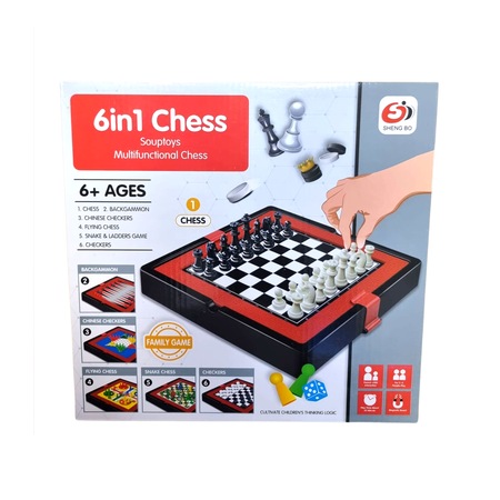 Set joc multiplu, 6 in 1, sah, table, dame, sah chinezesc, tabla ...