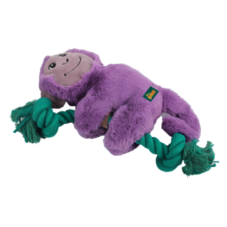 Jucarie de plus cu franghie pentru catei, Maimuta, Mov/Verde - eMAG.ro